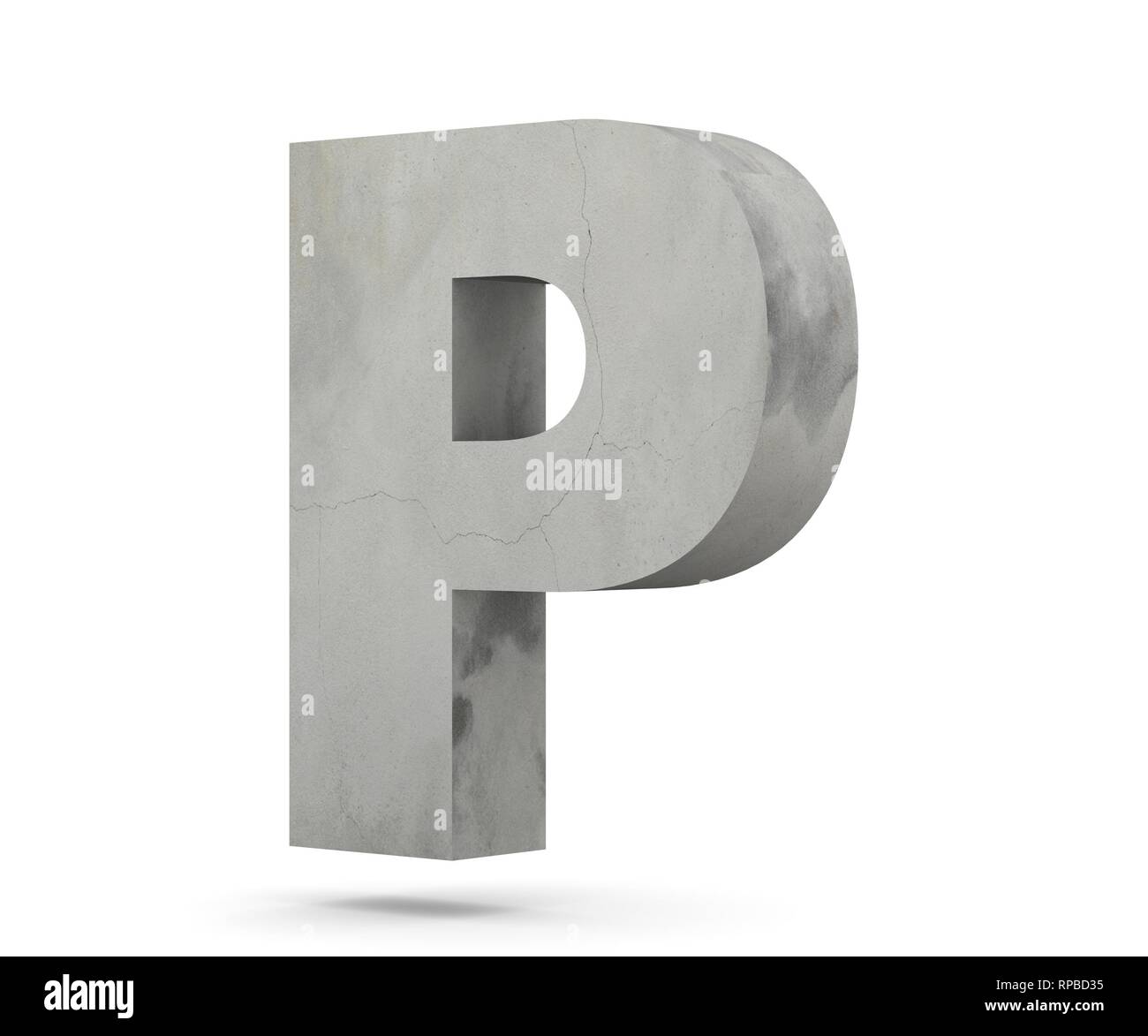 Concrete Capital Letter - P isolated on white background. 3D render ...