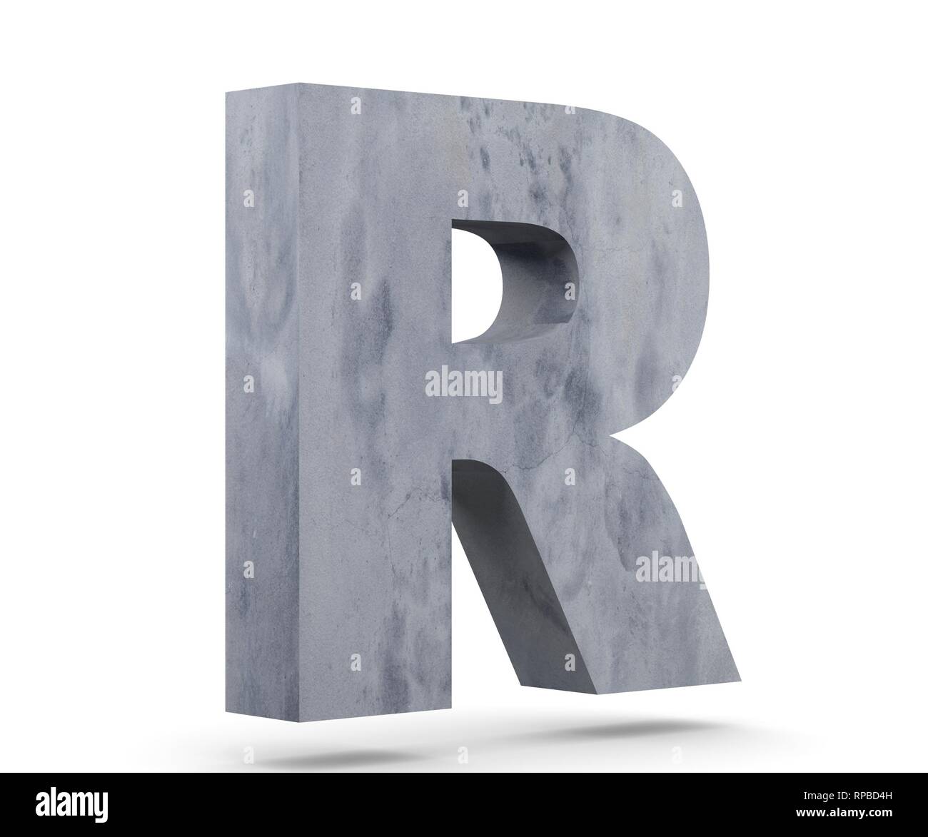 Concrete Capital Letter - R isolated on white background. 3D render ...