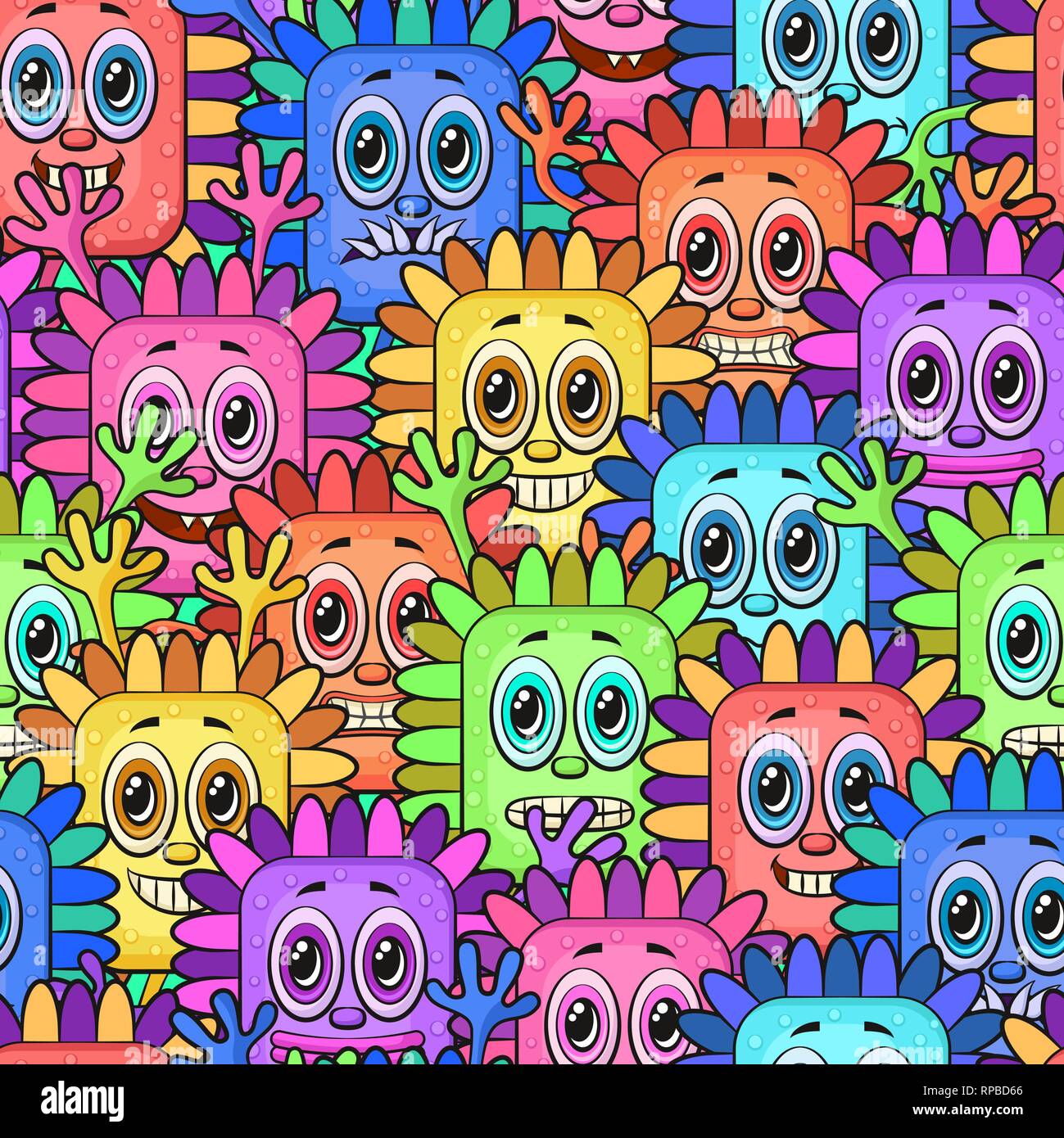 Cartoon Monsters Seamless Stock Vector Image & Art - Alamy