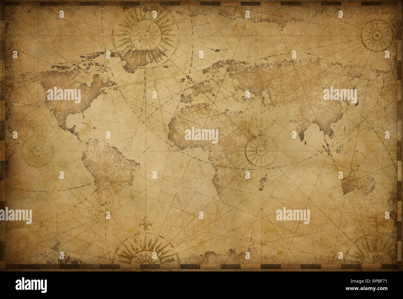 Vintage old world map illustration based on image furnished by NASA ...