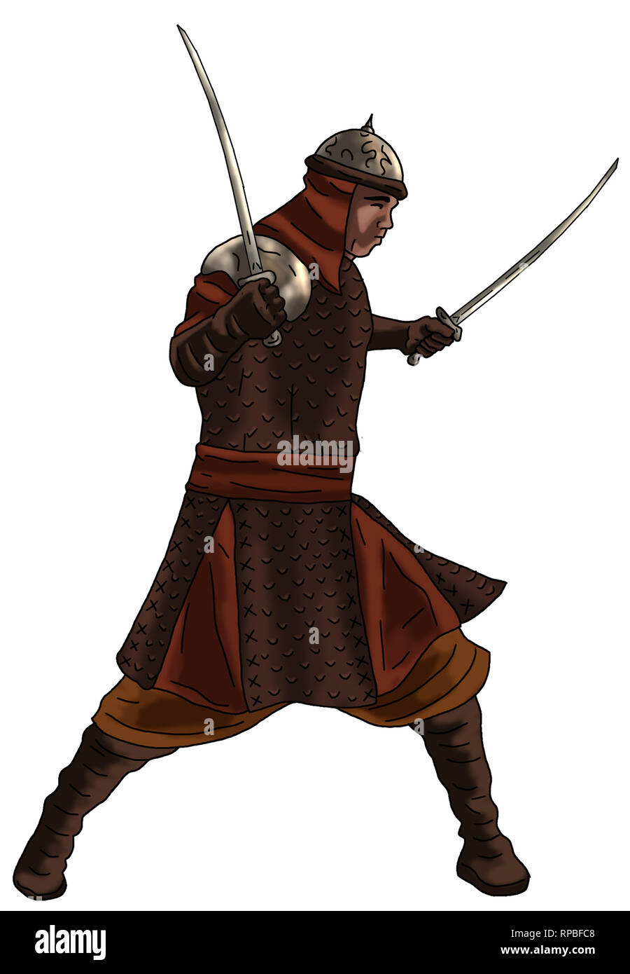 warrior with swords Stock Photo - Alamy