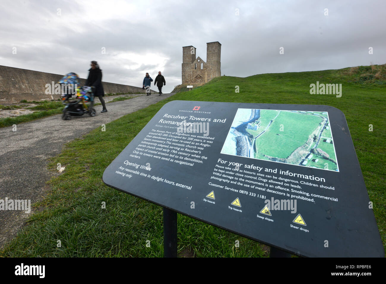 Reculver Abbey, Herne Bay, Kent. St Mary's church ruins at sunset Stock ...