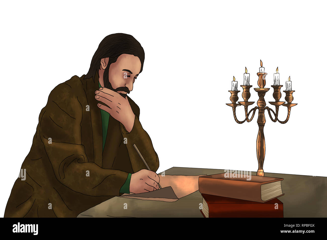 man writing book Stock Photo - Alamy