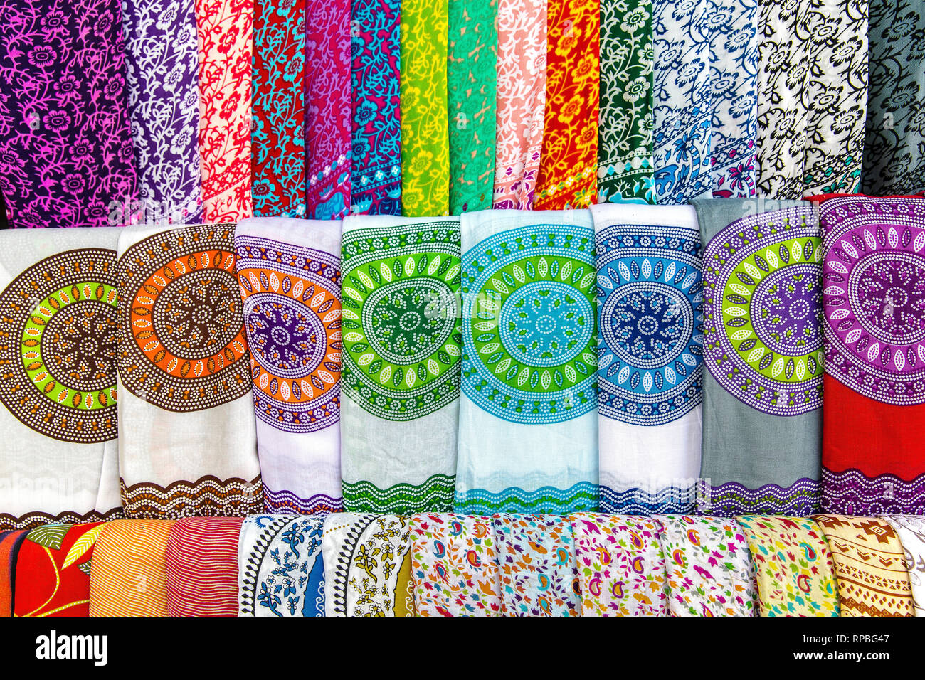Traditional Sarongs at a Market at Bali, Indonesia Stock Photo - Alamy