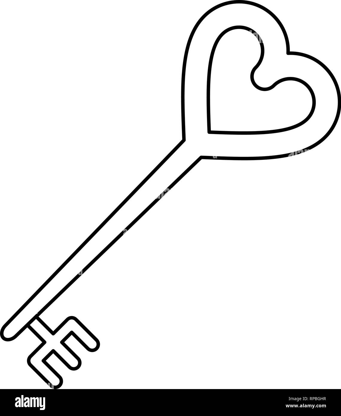 vintage love key symbol isolated black and white Stock Vector Image ...