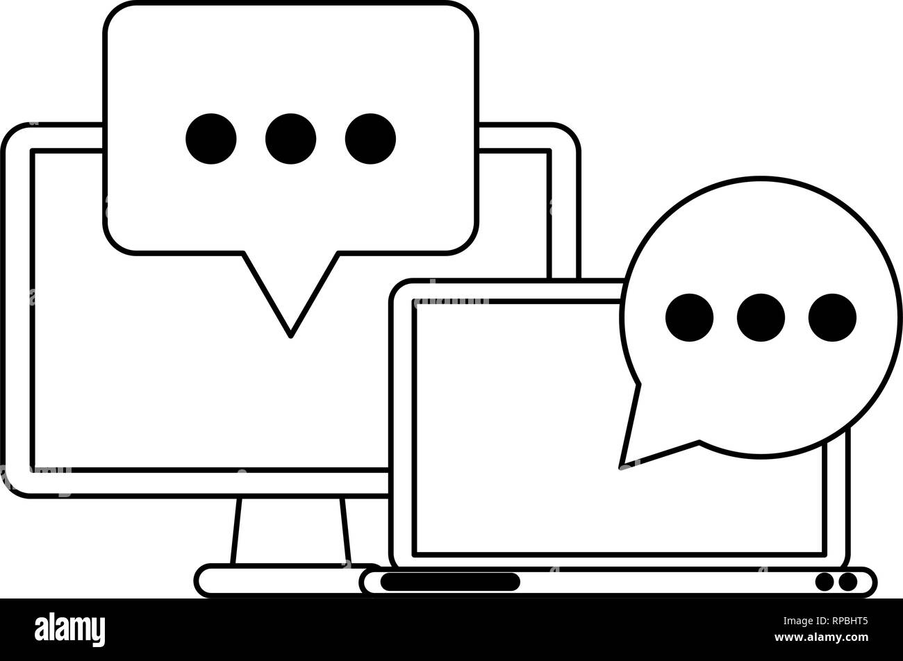 computer and laptop chat black and white Stock Vector Image & Art - Alamy