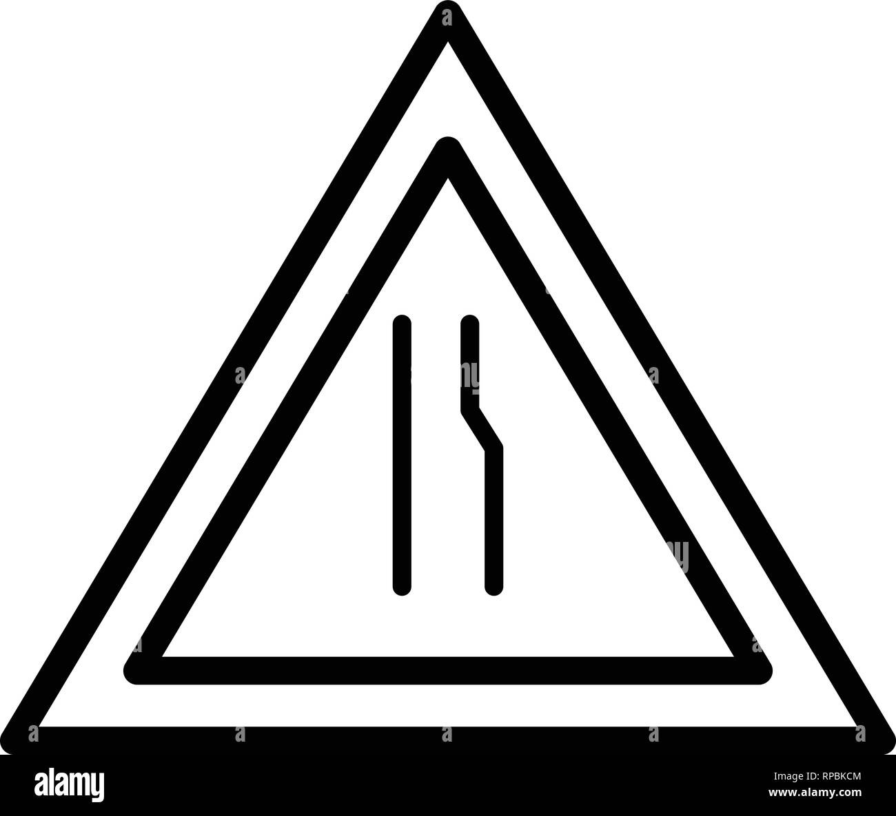 Vector Road narrows on right Road Sign Icon Stock Vector Image & Art ...