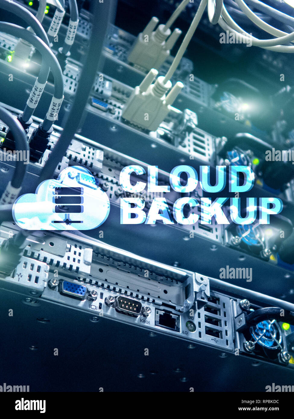 Cloud backup. Server data loss prevention. Cyber security Stock Photo ...