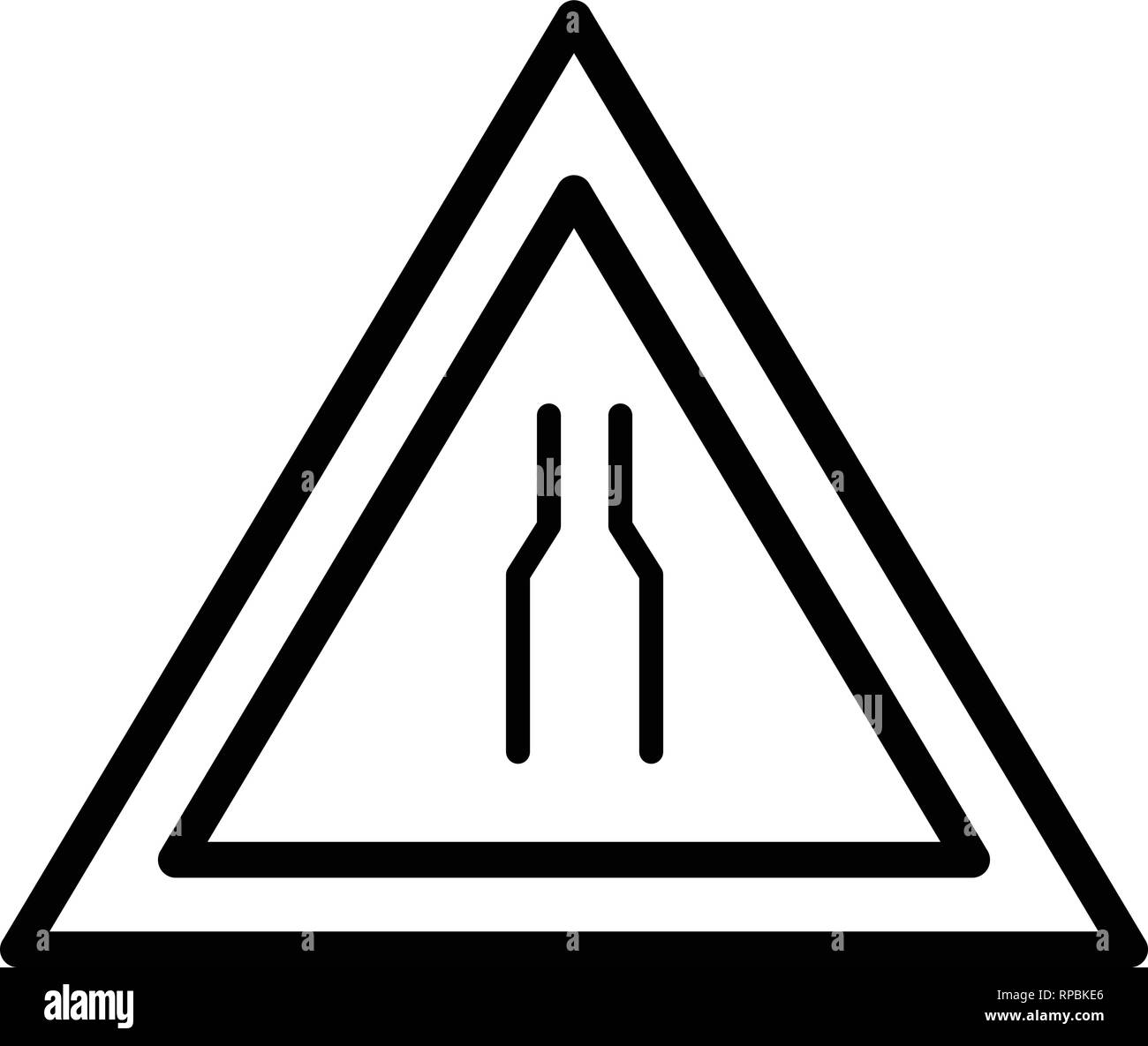 Vector Road narrows on both side Road Sign Icon Stock Vector Image ...