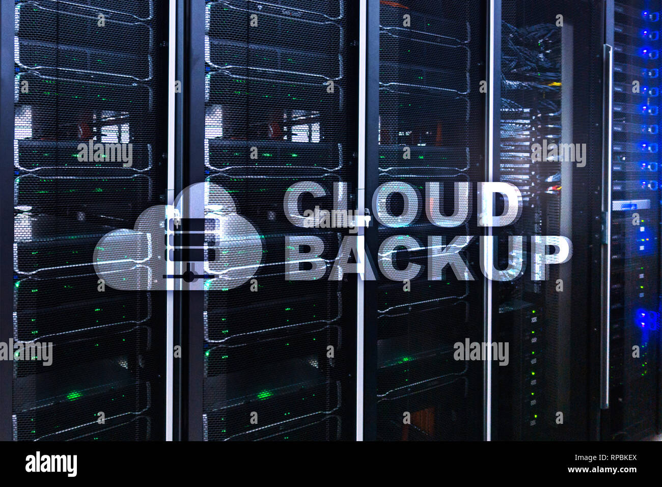 Cloud backup. Server data loss prevention. Cyber security Stock Photo ...