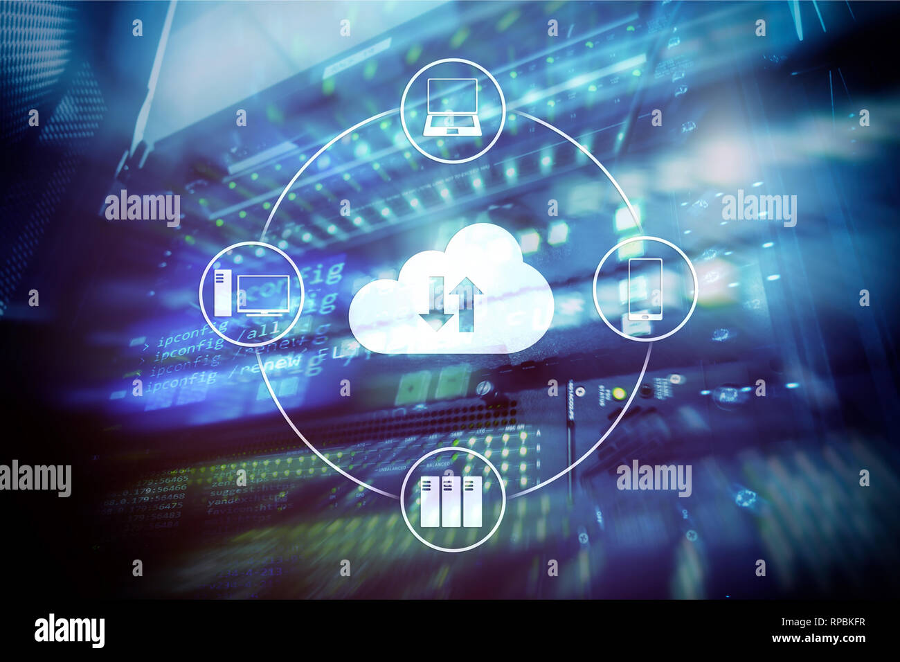 CLoud server and computing, data storage and processing. Internet and ...