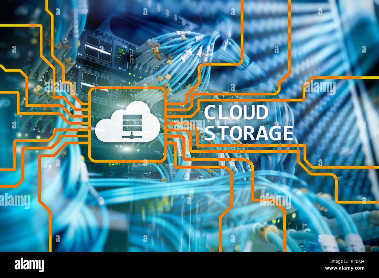 Cloud data storage concept on server room background Stock Photo - Alamy
