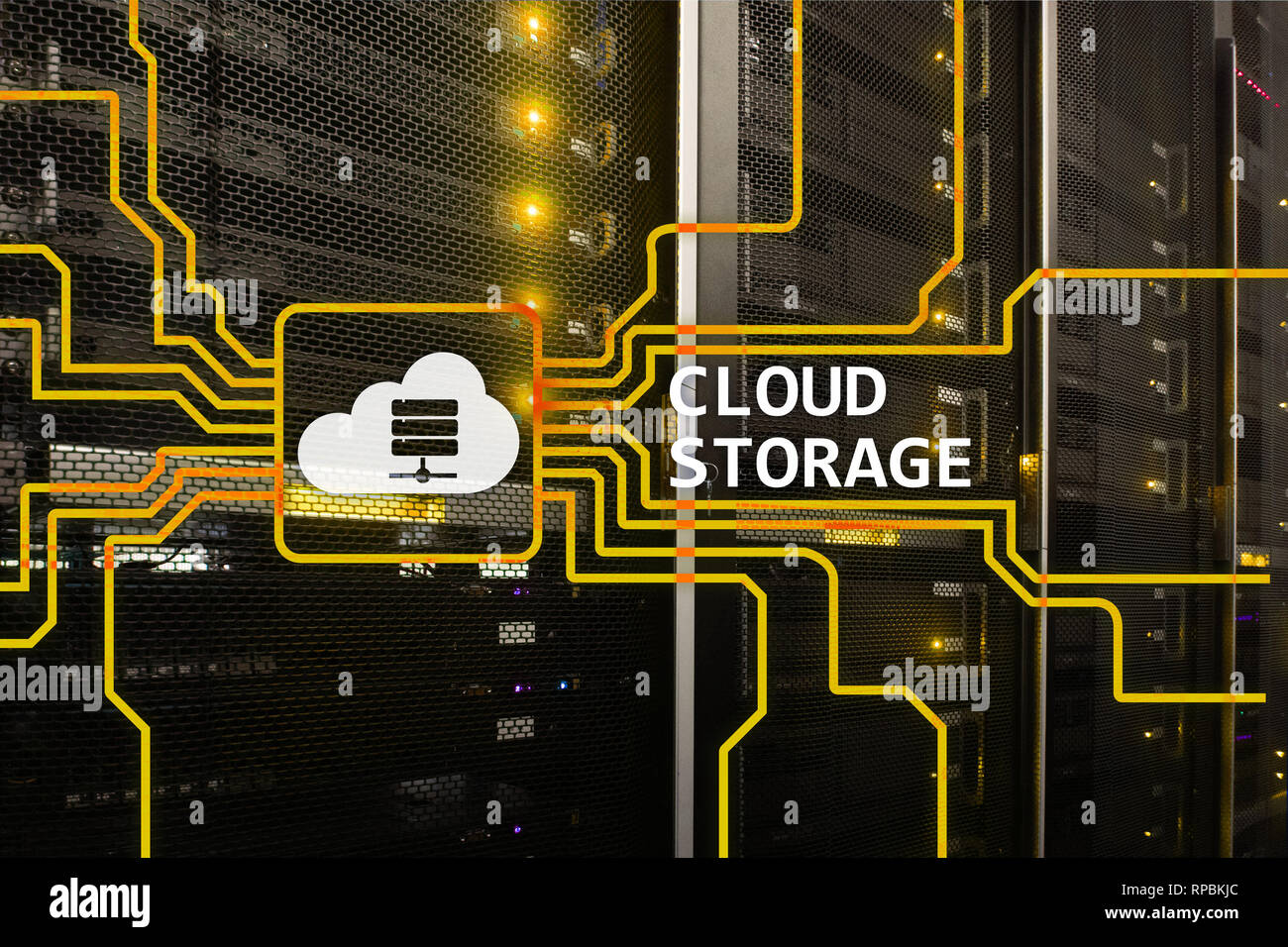 Cloud data storage concept on server room background Stock Photo - Alamy
