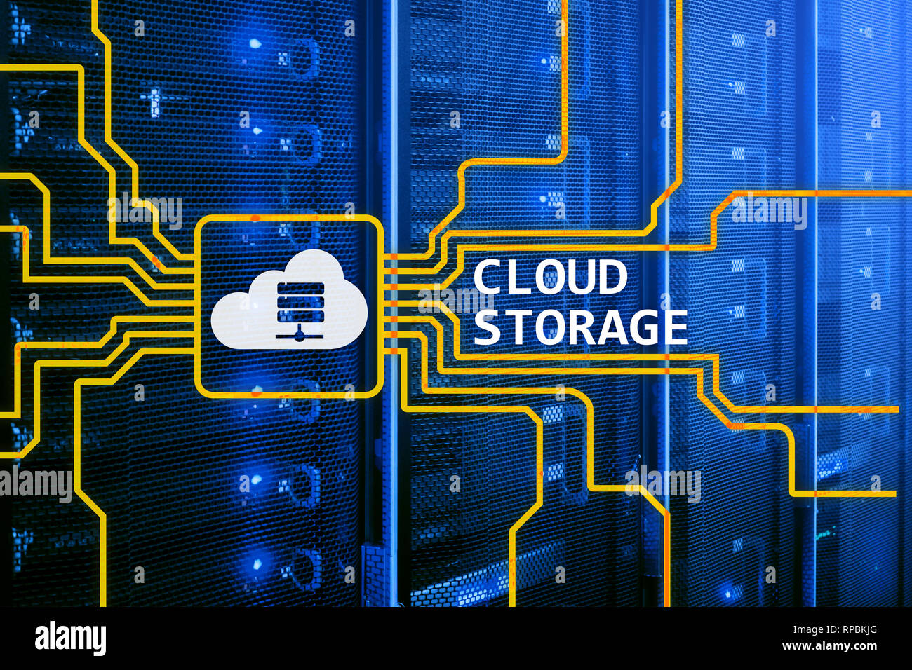 Cloud data storage concept on server room background Stock Photo - Alamy