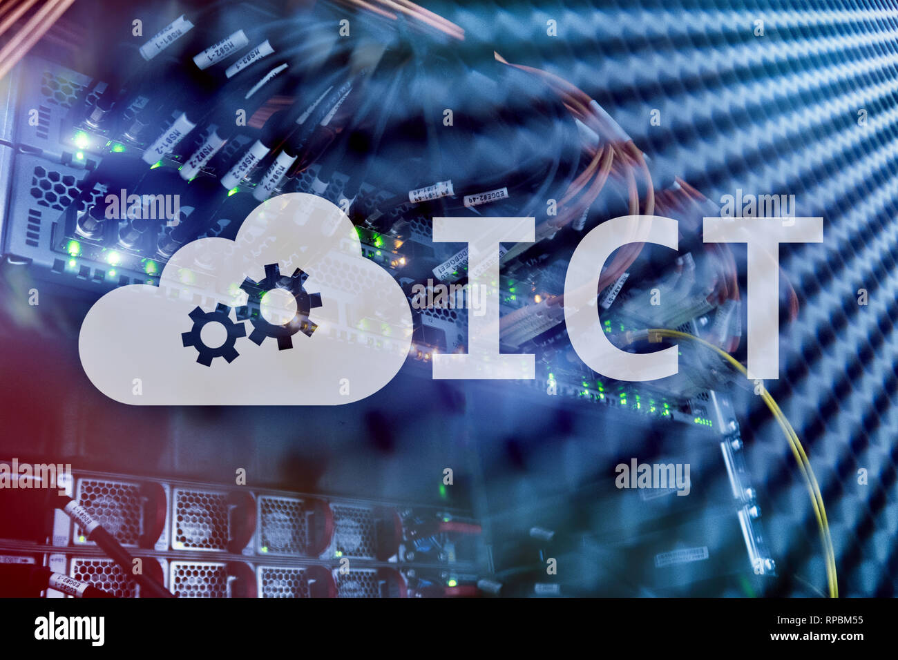 ICT - information and communications technology concept on server room ...