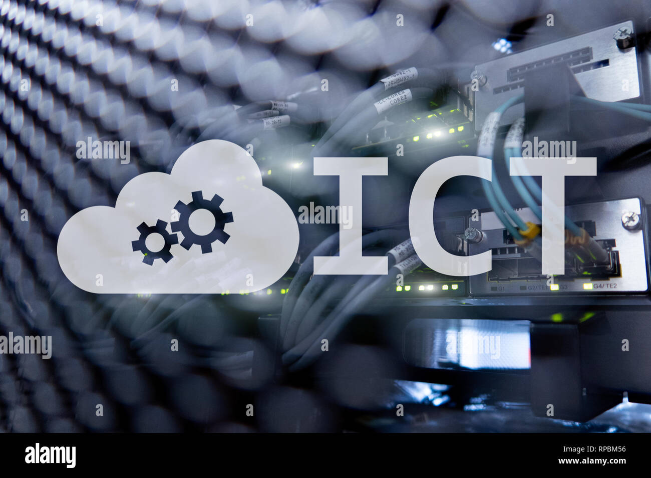 ICT - information and communications technology concept on server room ...