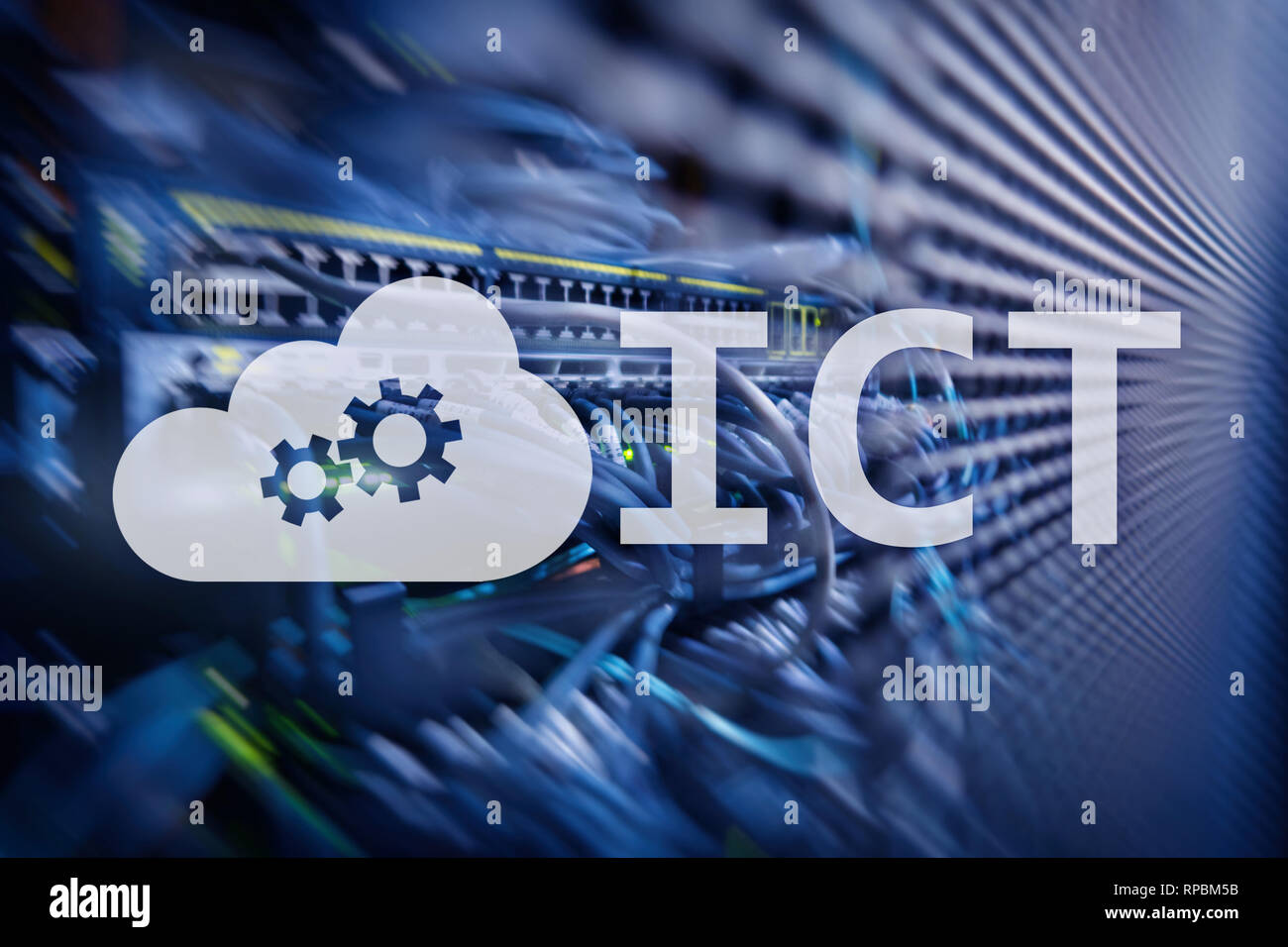 ICT - information and communications technology concept on server room ...