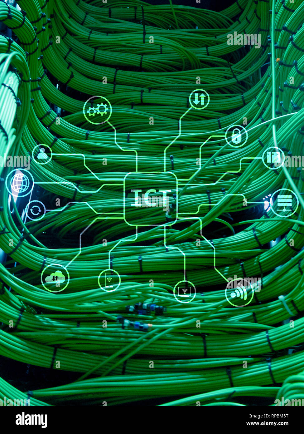 ICT - information and communications technology concept on server room ...
