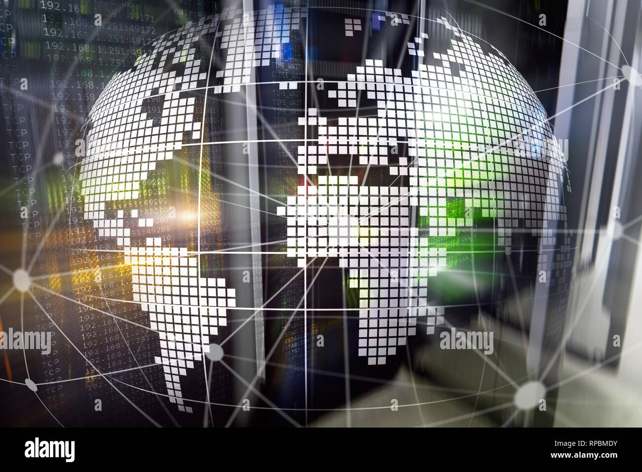 3D Earth as telecommunication and internet technology concept Stock ...