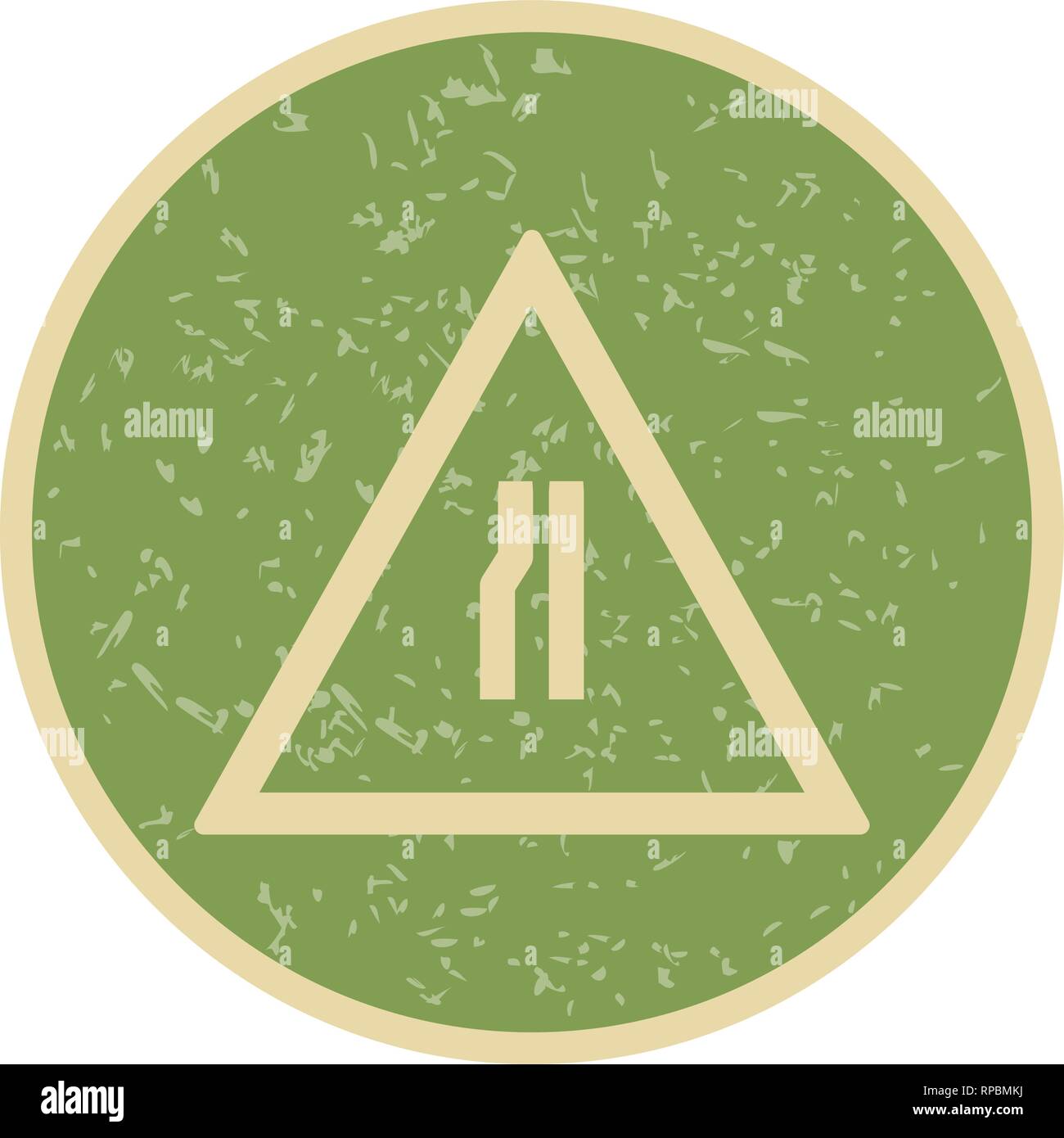 Vector Road narrows on Left Road Sign Icon Stock Vector Image & Art - Alamy