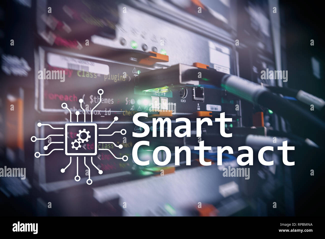 Smart contract, blockchain technology in modern business Stock Photo ...