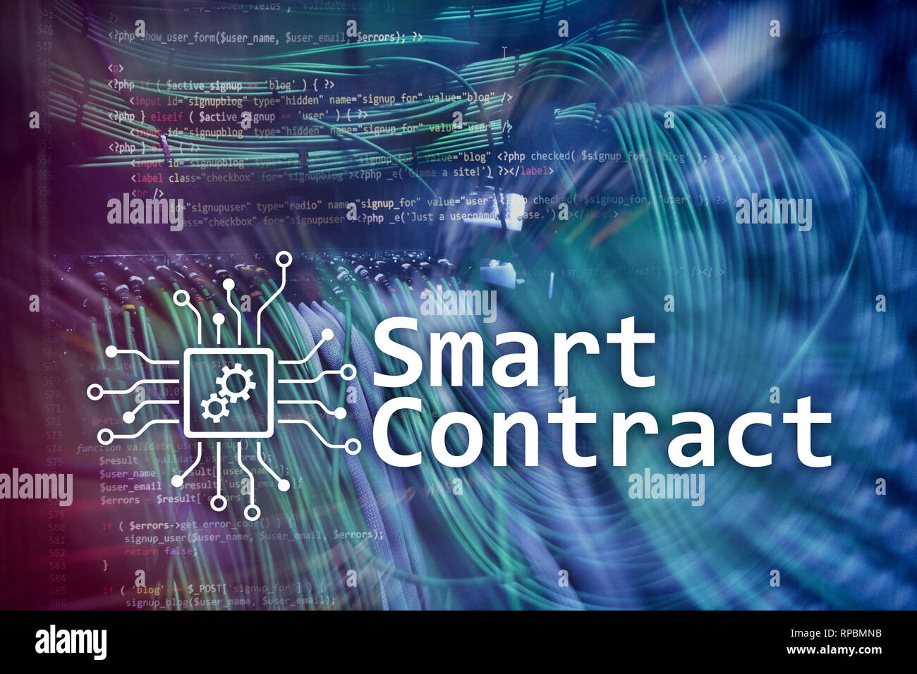 Smart contract, blockchain technology in modern business Stock Photo ...
