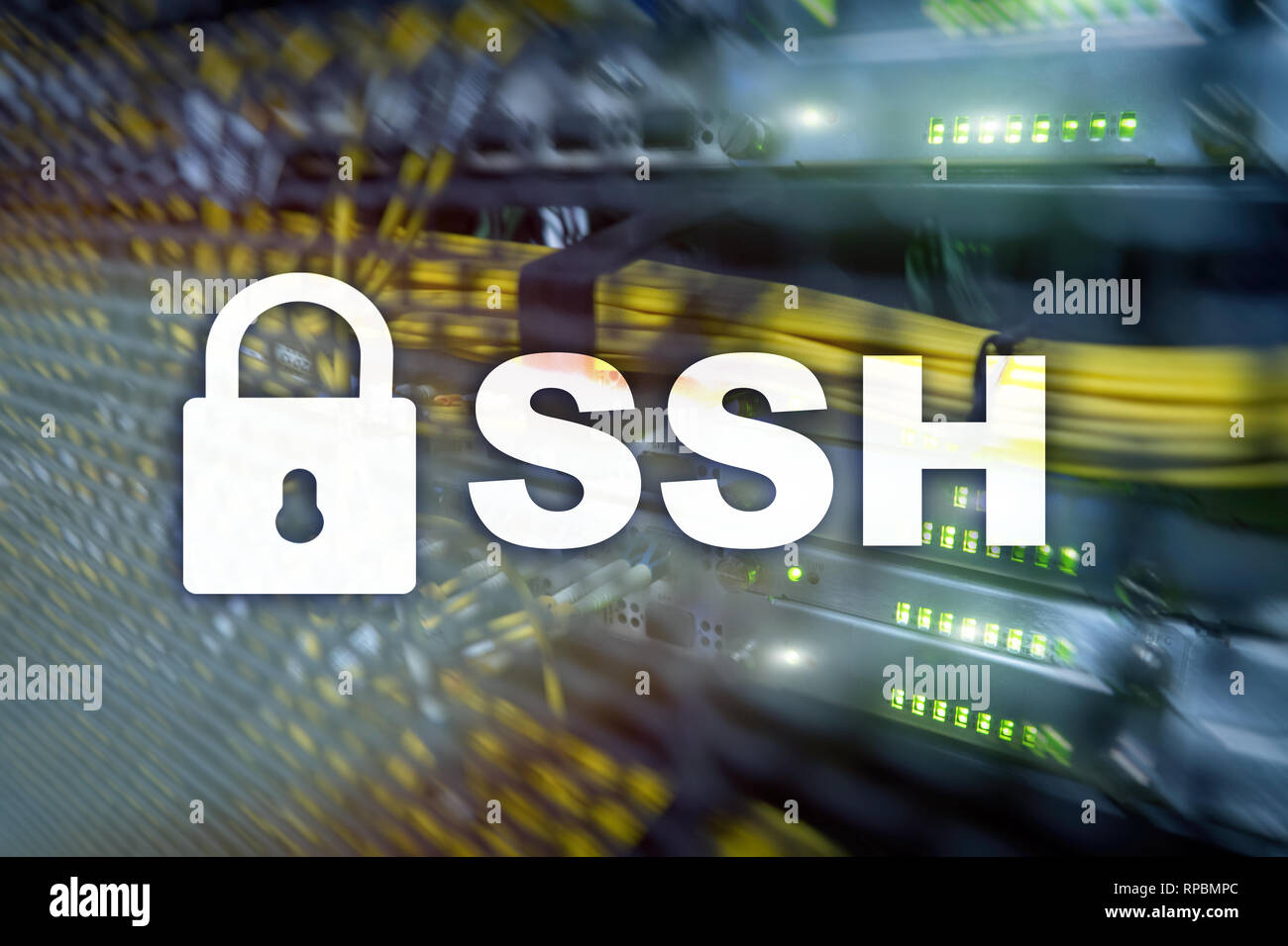 SSH, Secure Shell protocol and software. Data protection, internet and ...