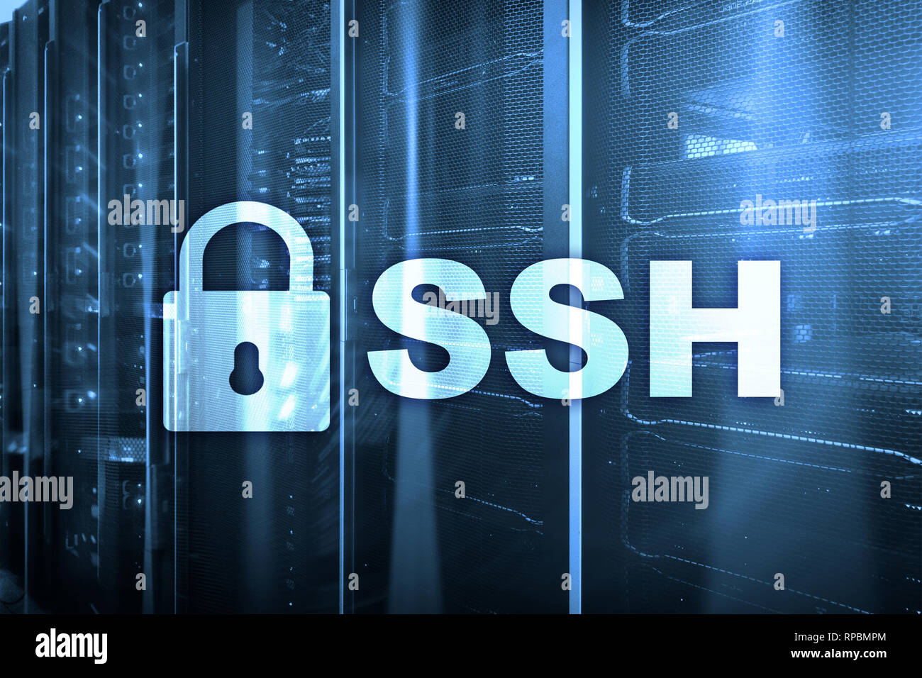 SSH, Secure Shell protocol and software. Data protection, internet and ...