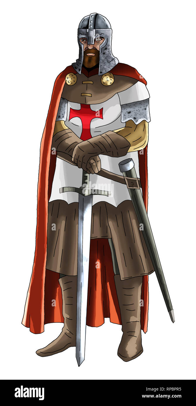 Crusader knight man sword Cut Out Stock Images & Pictures - Alamy