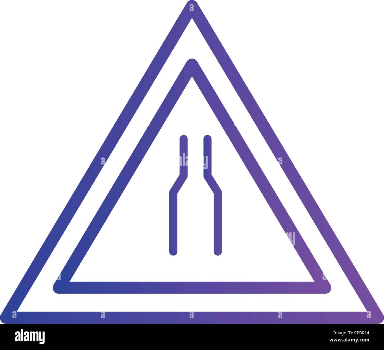 Vector Road narrows on both side Road Sign Icon Stock Vector Image ...