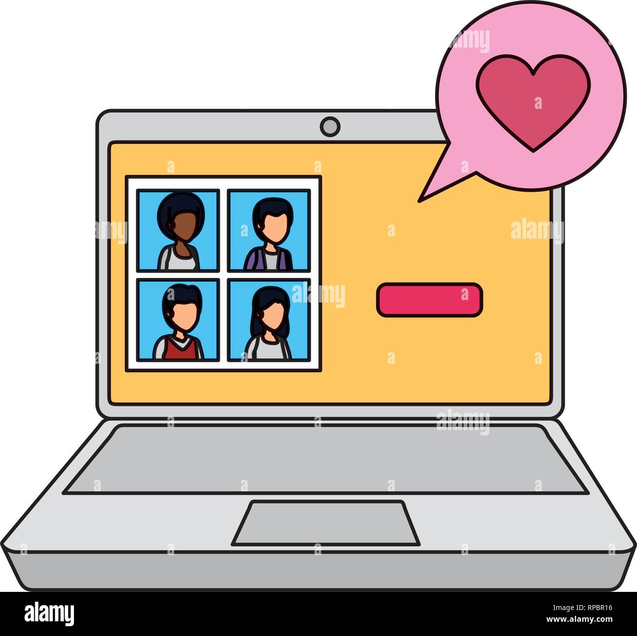 Group people laptop front view Stock Vector Images - Alamy