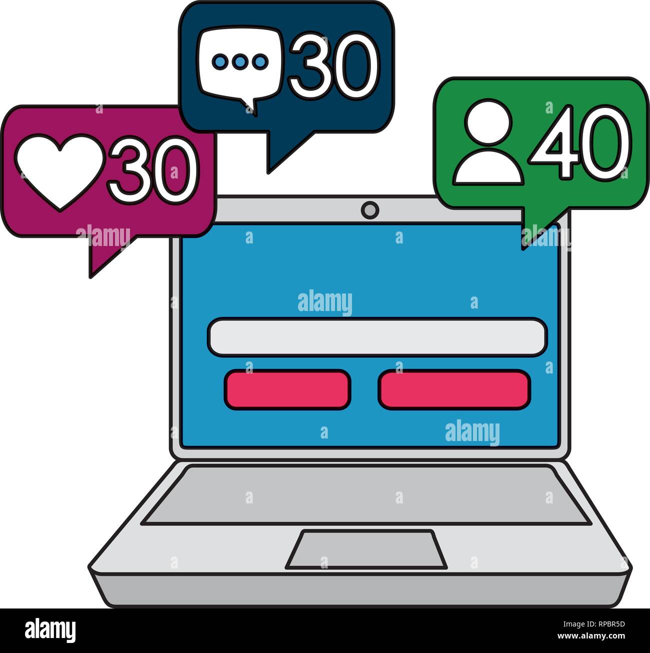 laptop with counter speech bubbles Stock Vector Image & Art - Alamy