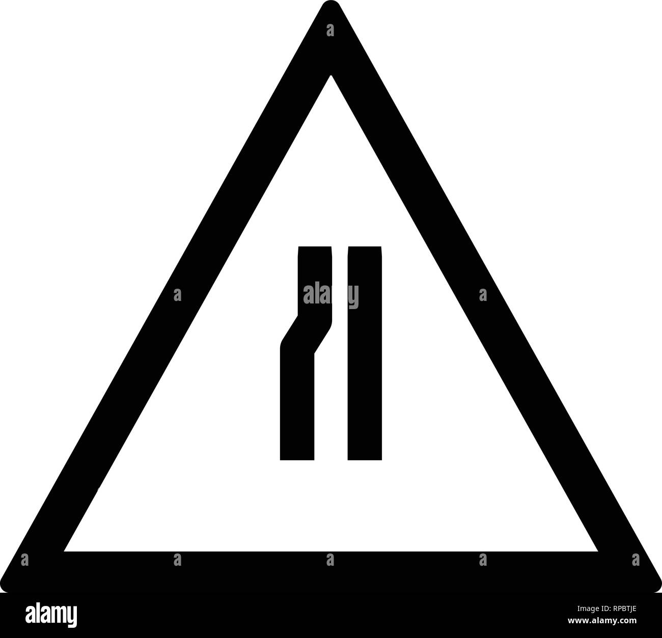 Vector Road narrows on Left Road Sign Icon Stock Vector Image & Art - Alamy