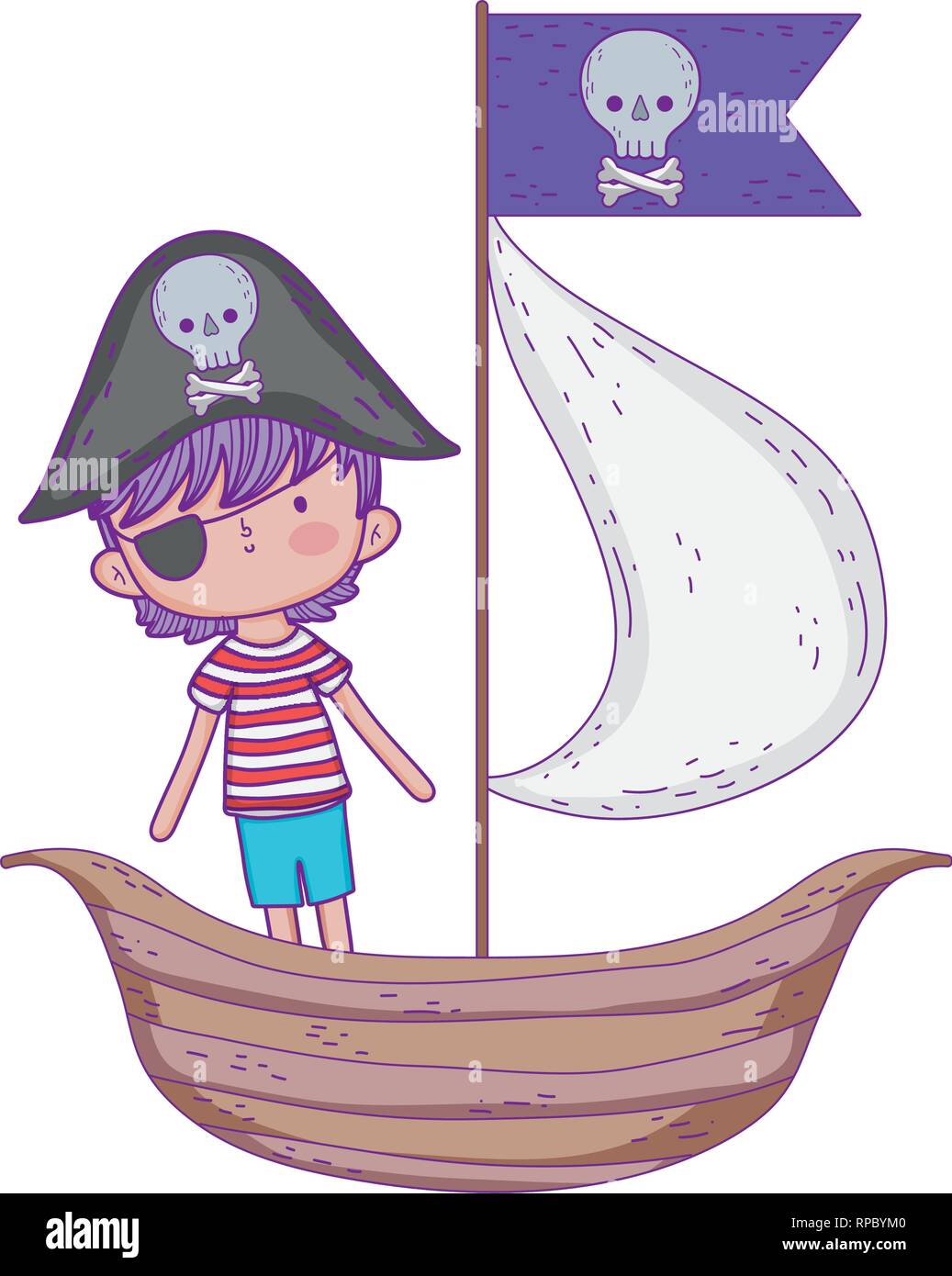 little pirate in boat fairytale character Stock Vector Image & Art - Alamy
