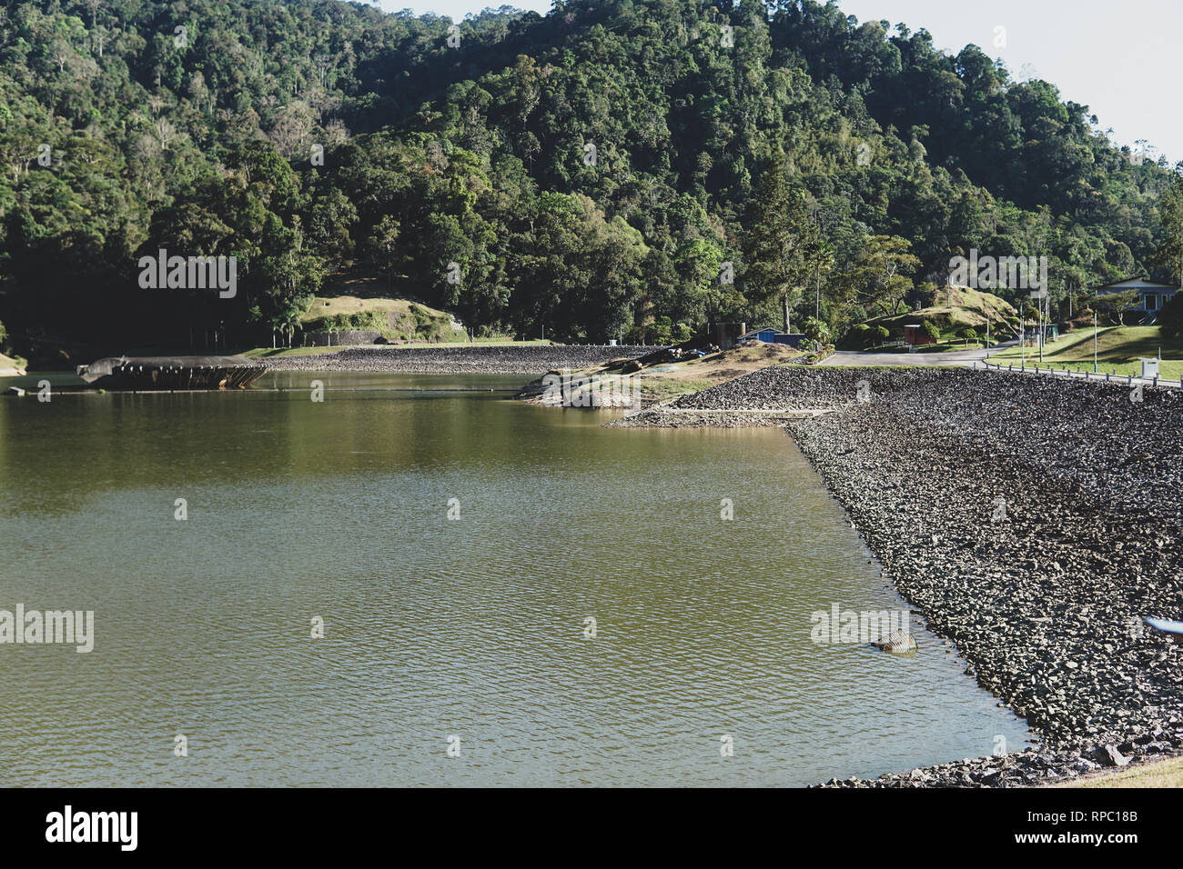 Lake dam water reservoir for hydroelectric power generation - Image ...