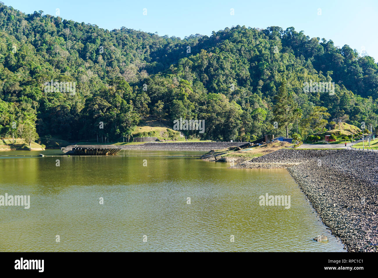 Lake dam water reservoir for hydroelectric power generation - Image ...