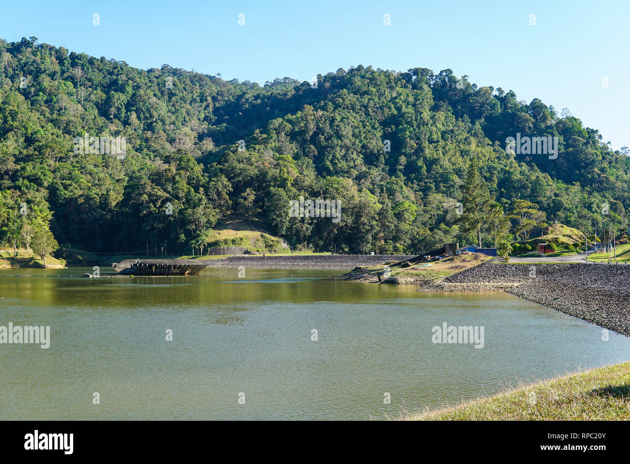 Lake dam water reservoir for hydroelectric power generation - Image ...