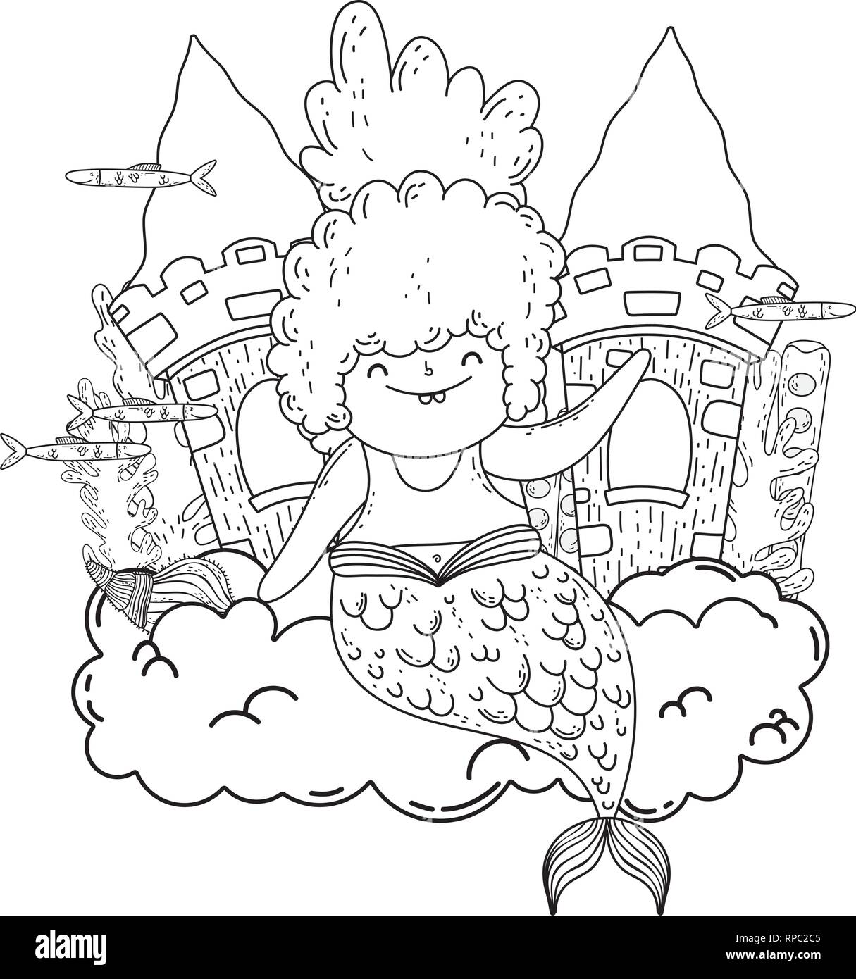 Little mermaid castle Stock Vector Images - Alamy