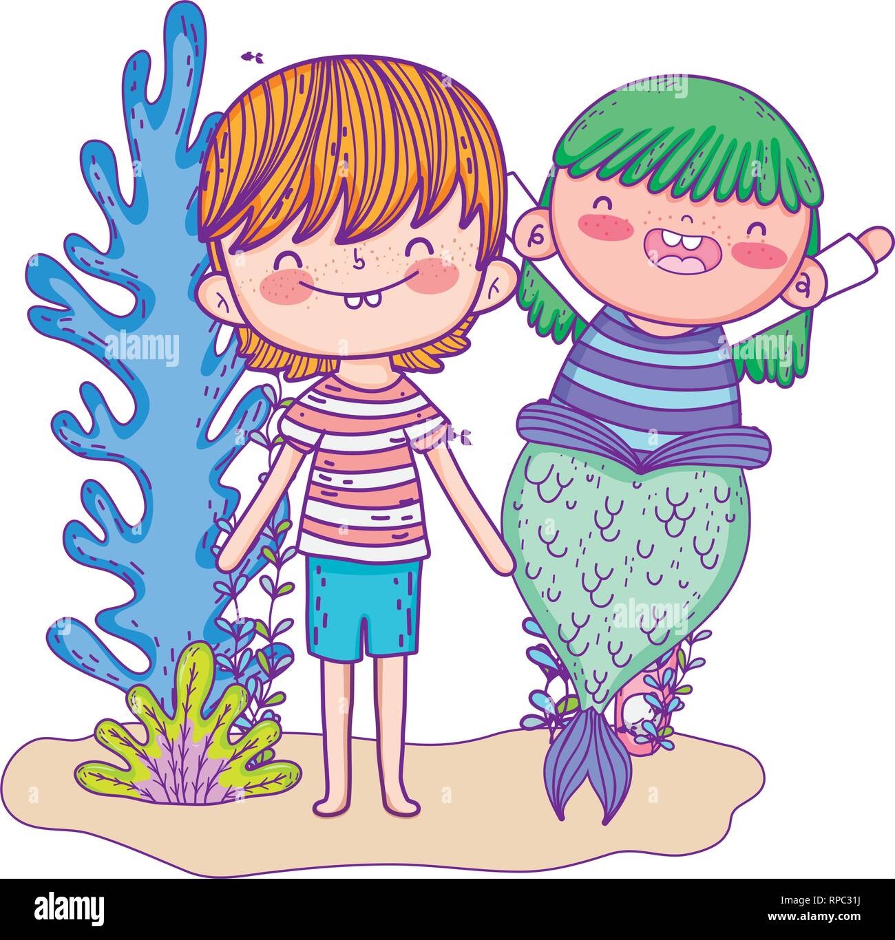 Girl and boy underwater Stock Vector Images - Alamy