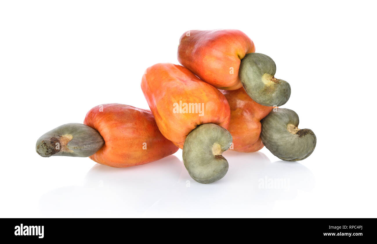 Red cashew fruit isolated on white background Stock Photo - Alamy