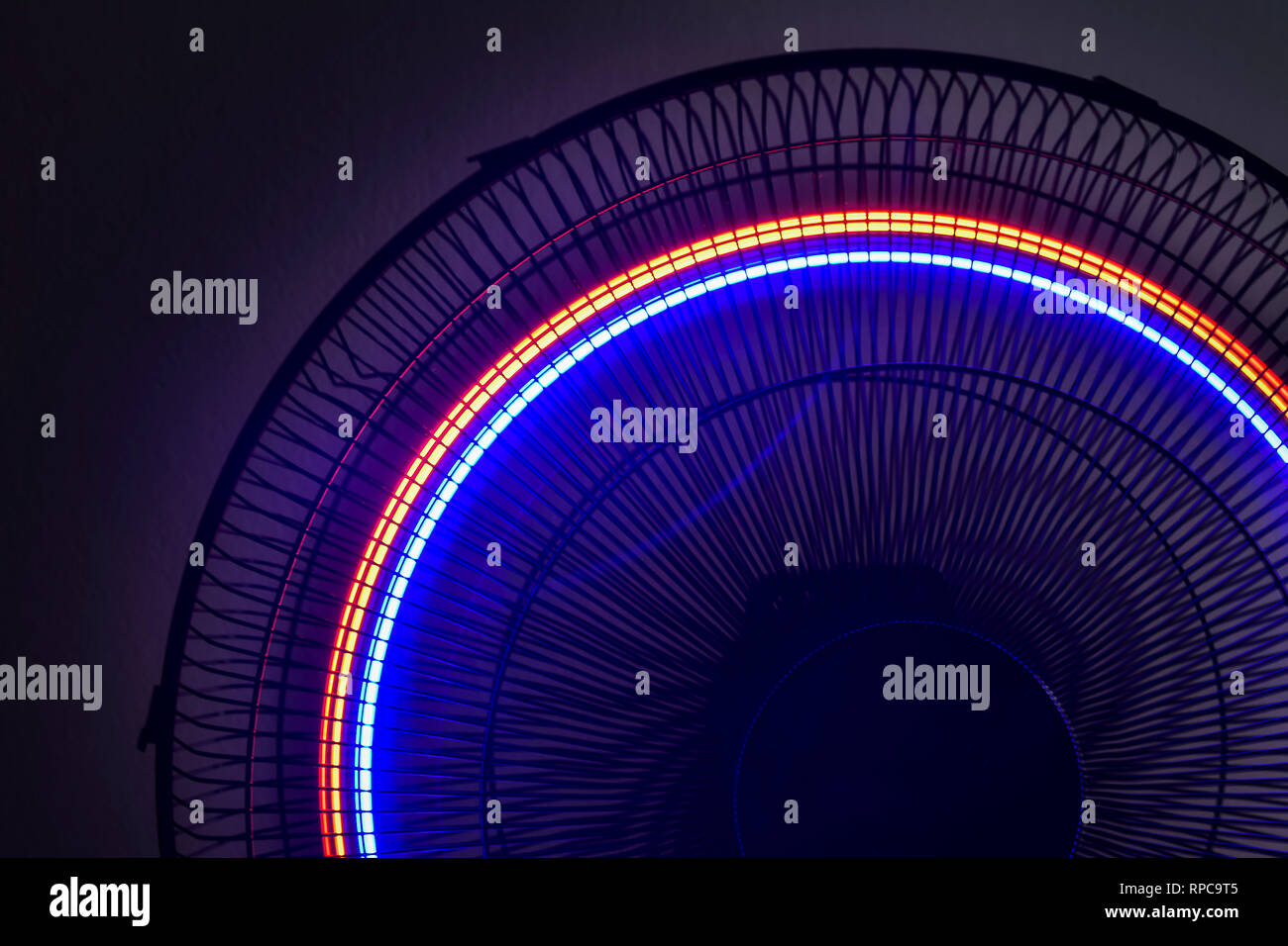 Fan with lights and lightpainting Stock Photo - Alamy