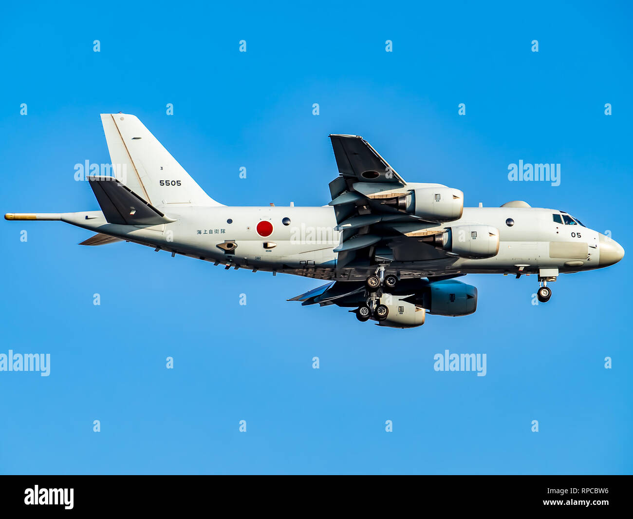 A Japanese Kawasaki P-1 maritime patrol aircraft prepares to land at ...