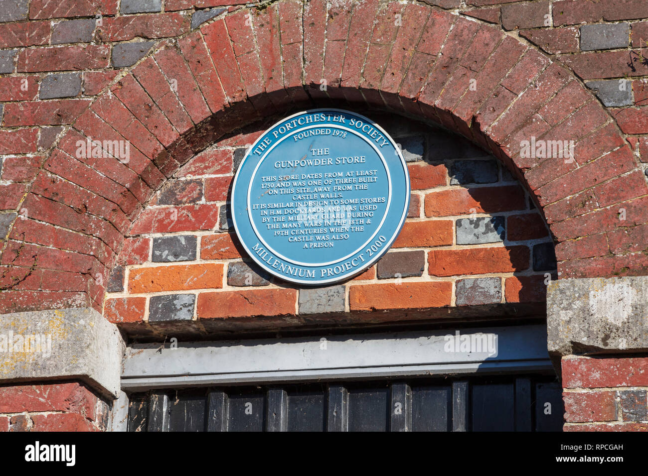 Blue Plaque on The Gunpowder Store near Portchester Castle, built ...