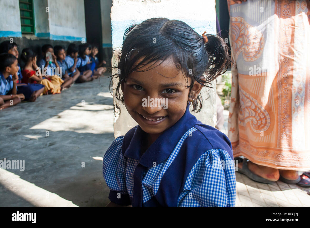 portrait of indian rural student Smiling, keshabpur village, west ...