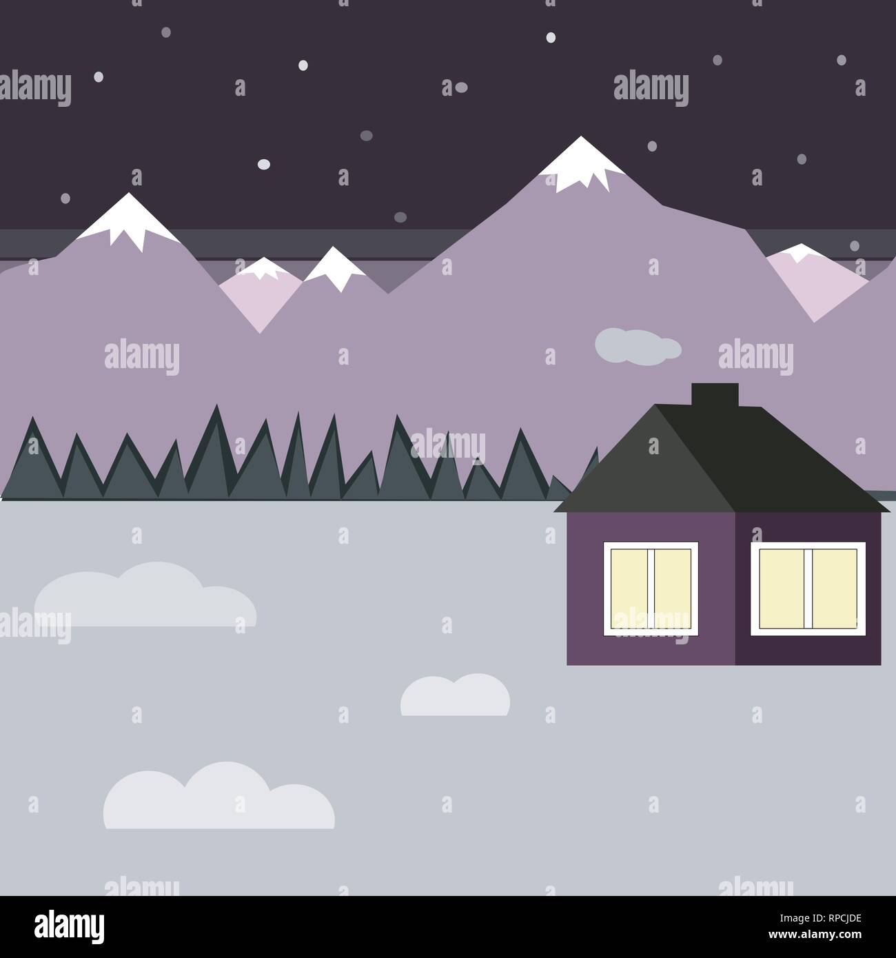 Christmas trees in snow winter Stock Vector Images - Alamy