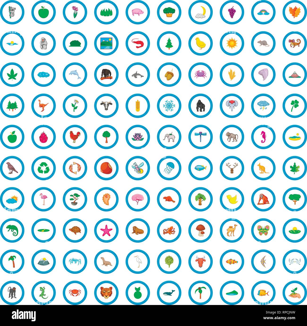 100 biosphere icons set, cartoon style Stock Vector Image & Art - Alamy