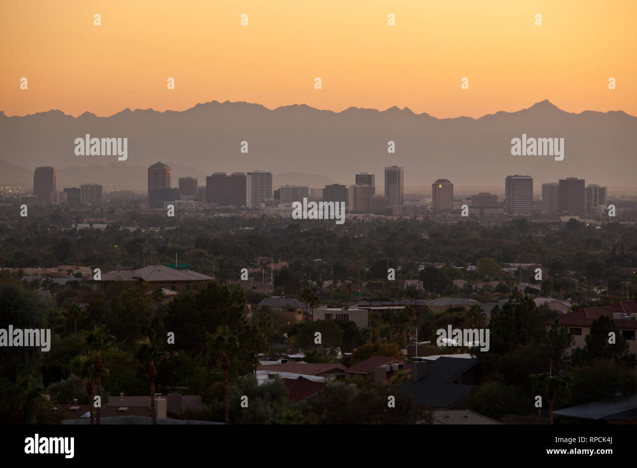 Phoenix Skyline at Sunset Stock Photo - Alamy