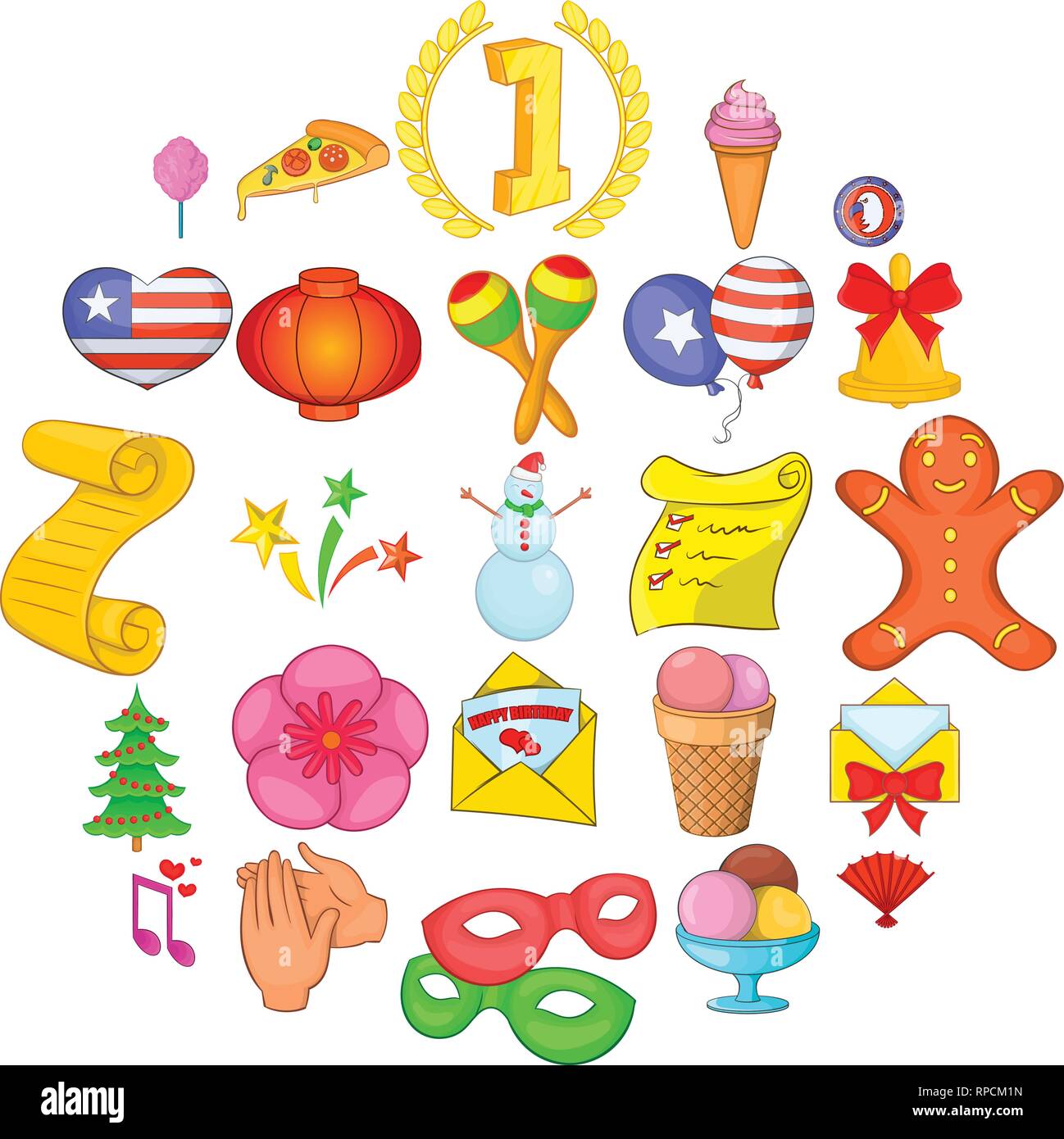 Festive season icons set, cartoon style Stock Vector Image & Art - Alamy