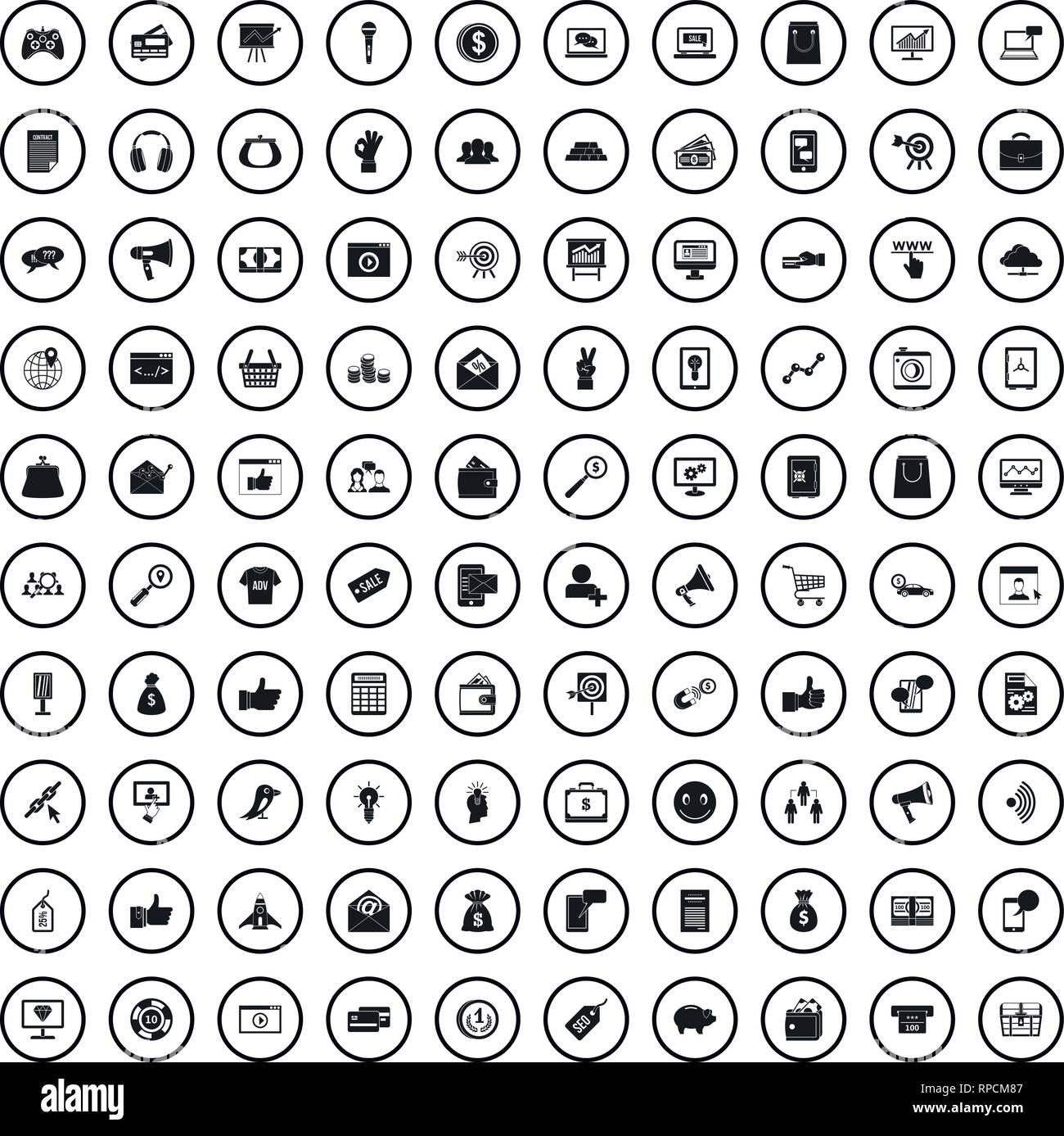 100 digital marketing icons set hi-res stock photography and images - Alamy