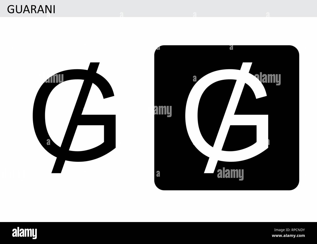 Black and white illustrations of the Paraguayan Guarani currency symbol ...